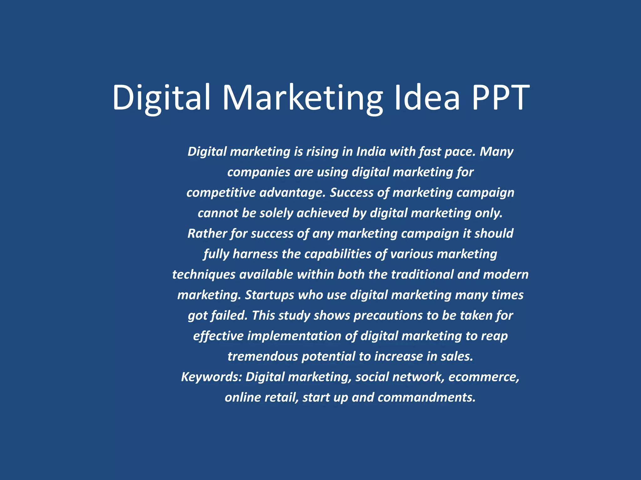 Digital marketing idea ppt | PPT