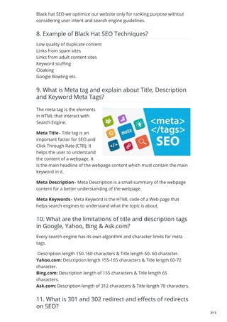 Digital marketing interview questions seo, smo, sem, smm, pcc, orm etc. | PDF