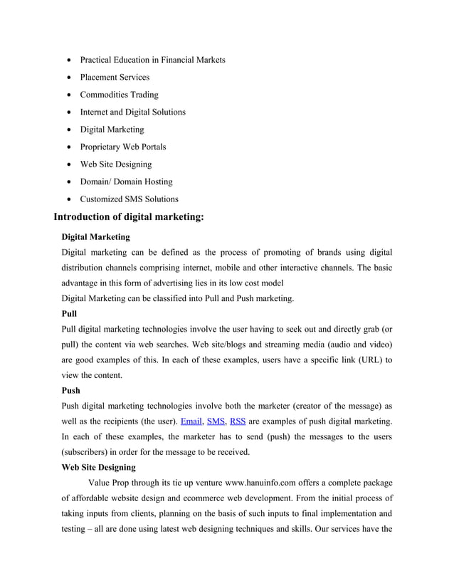 Digital marketing project | DOC