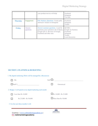 Digital Marketing Strategy Template - 2019 (Worksheet, Content Calendar ...
