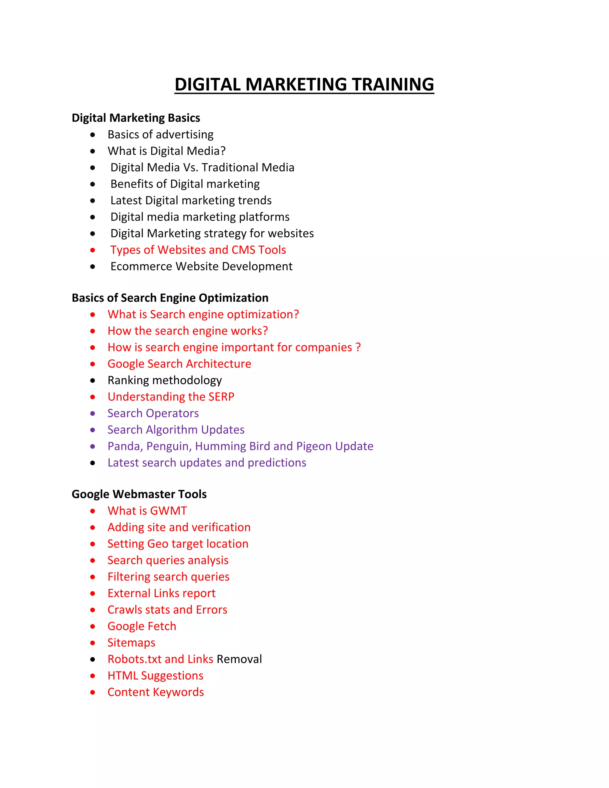 Digital marketing training completed topics | PDF | Search | Internet