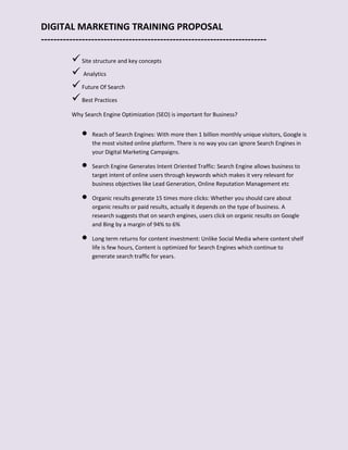 Digital Marketing Training Proposal - Digi Link Services | PDF