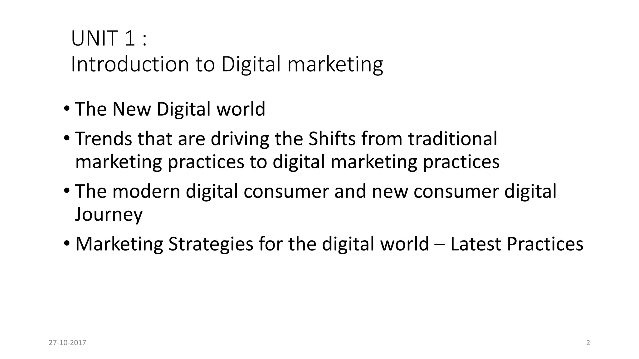 Digital marketing unit 1 | PPTX