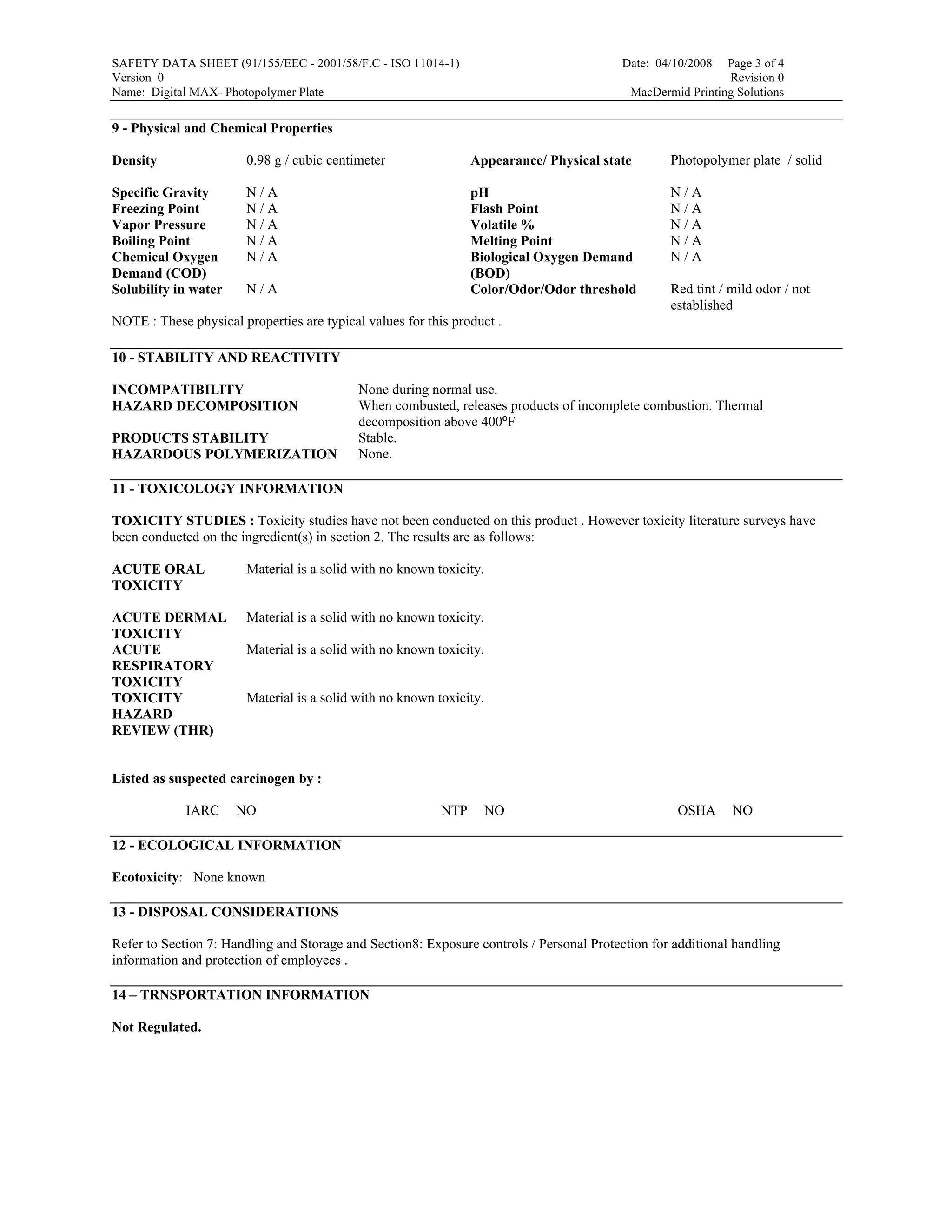 Digital Max Msds | PDF