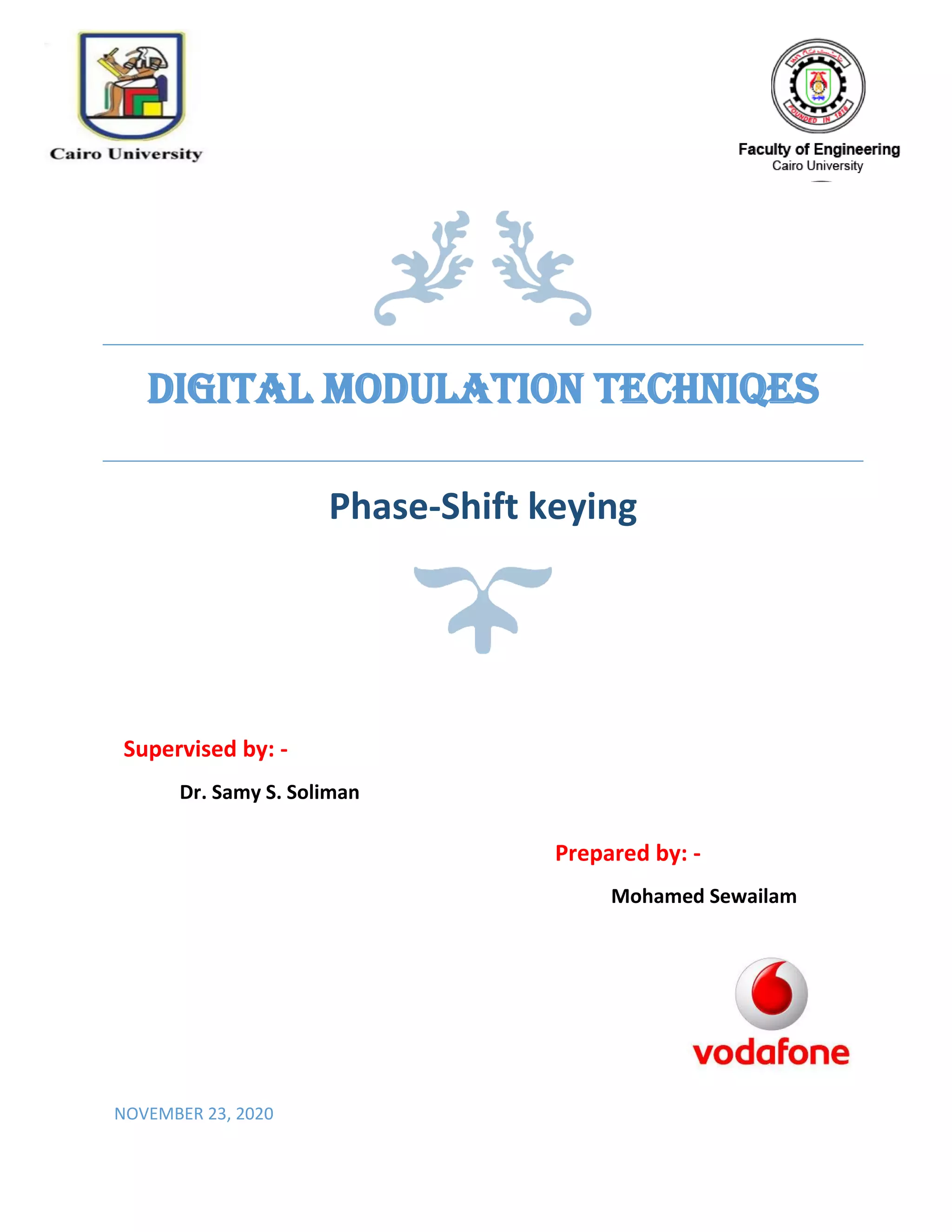 Digital modulation techniqes (Phase-shift keying (PSK)) | PDF