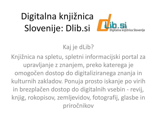 Digitalna knjižnica slovenije | PPTX