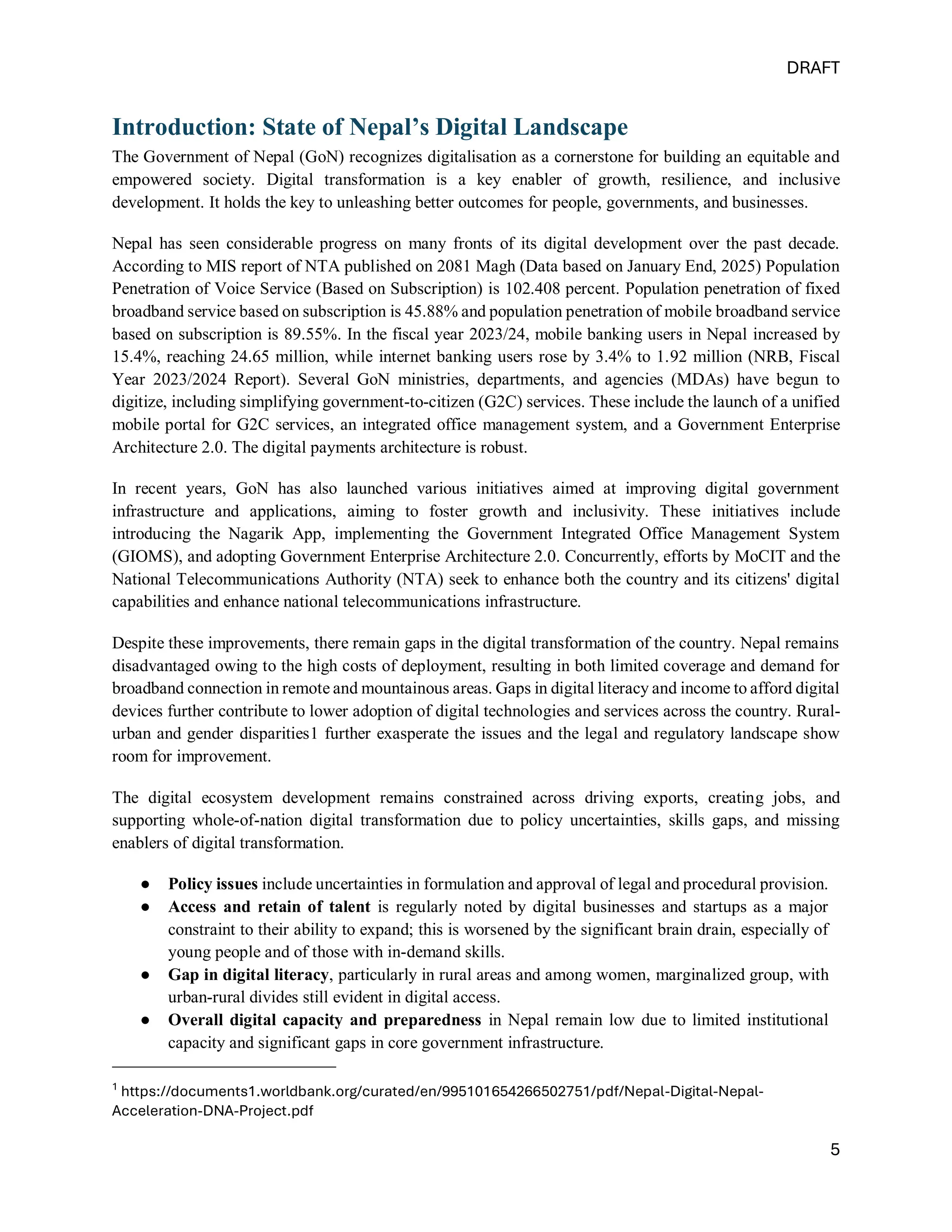 Digital Nepal Framework 2.0: A Step Towards a Digitally Empowered Nepal | PDF