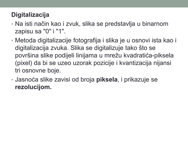 Digitalni prikaz zvuka i slike | PPT