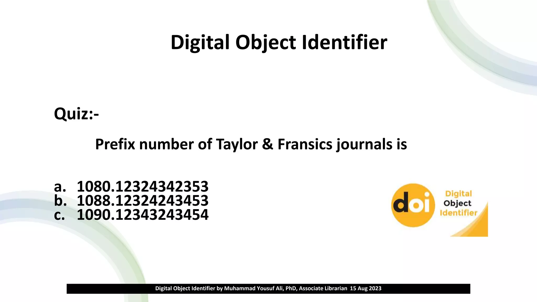 Digital Object Identifier (DOI) Introduction | PPTX Digital Object Identifier (DOI) Introduction | PPTX
