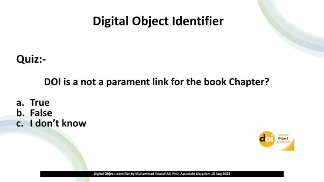 Digital Object Identifier (DOI) Introduction | PPTX