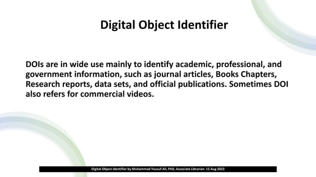 Digital Object Identifier (DOI) Introduction | PPTX