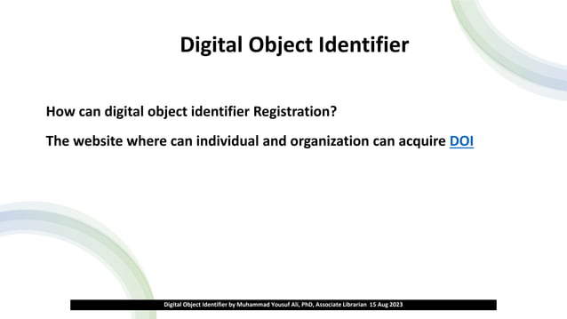 Digital Object Identifier (DOI) Introduction | PPT | Free Download
