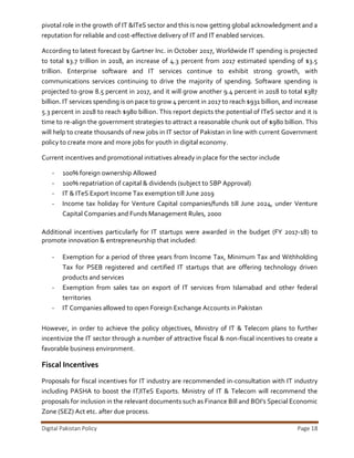 Digital Pakistan Policy by Ministry of IT Pakistan | PDF