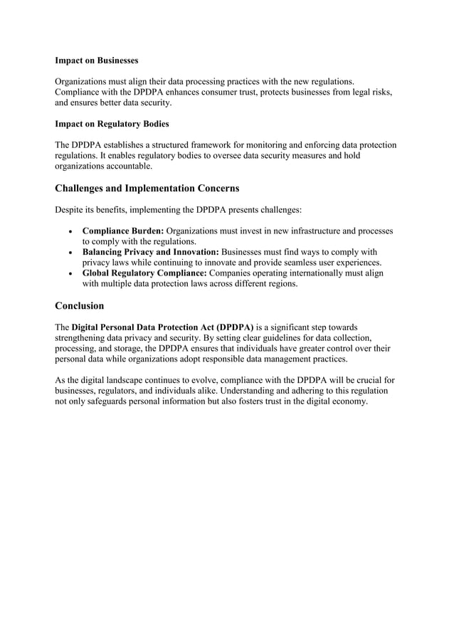 Digital Personal Data Protection Act - DPDPA | PDF