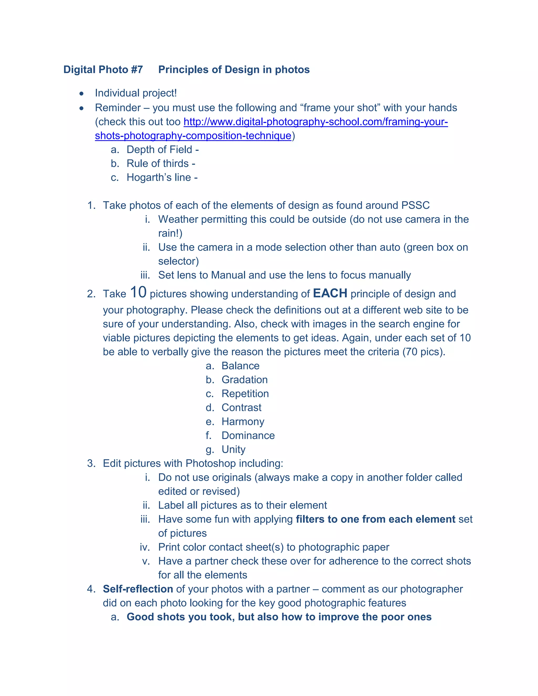 Digital Photo#7 Principles In Photography | DOCX