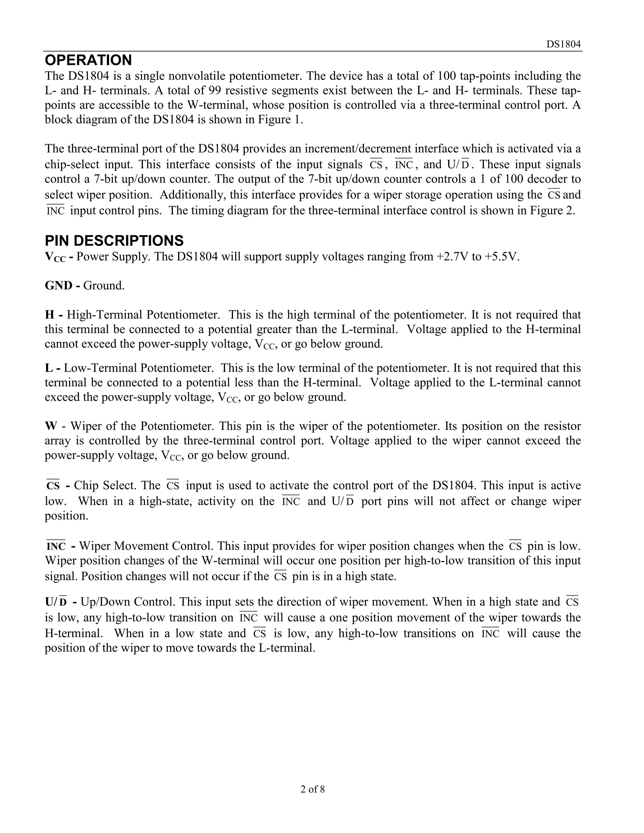 Digital potentiometer ds1804 010+ | PDF