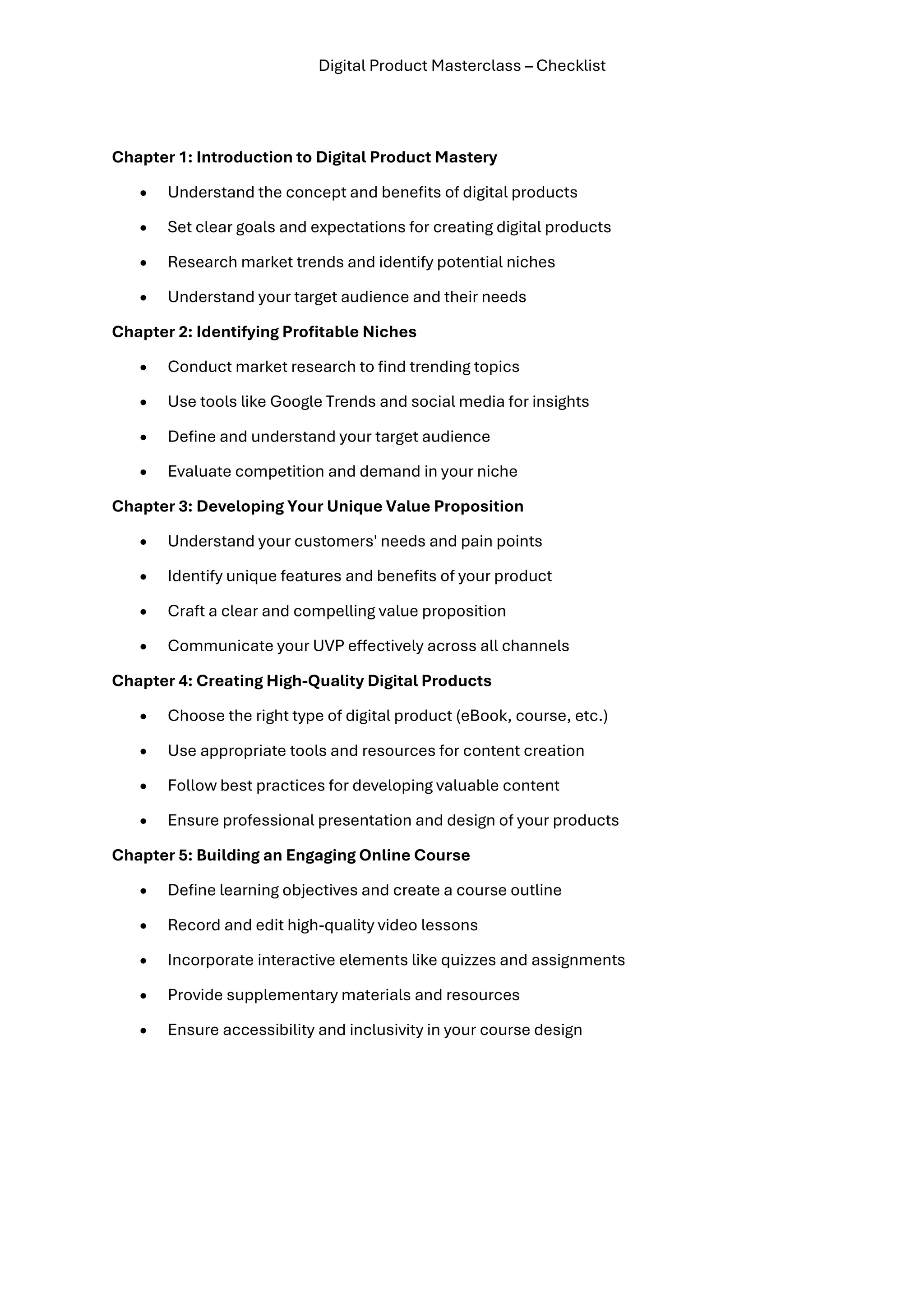 Digital Product Masterclass guide for creating | PDF