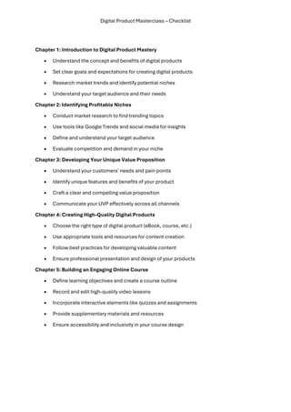 Digital Product Masterclass guide for creating | PDF