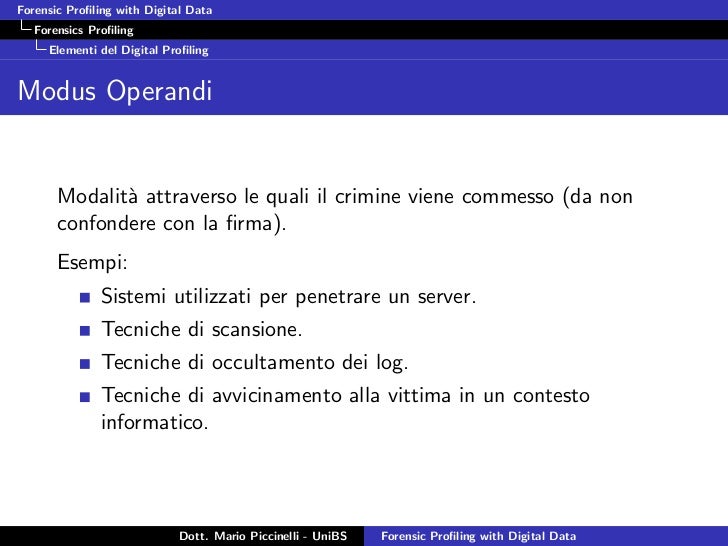 Forensic Profiling with Digital Data