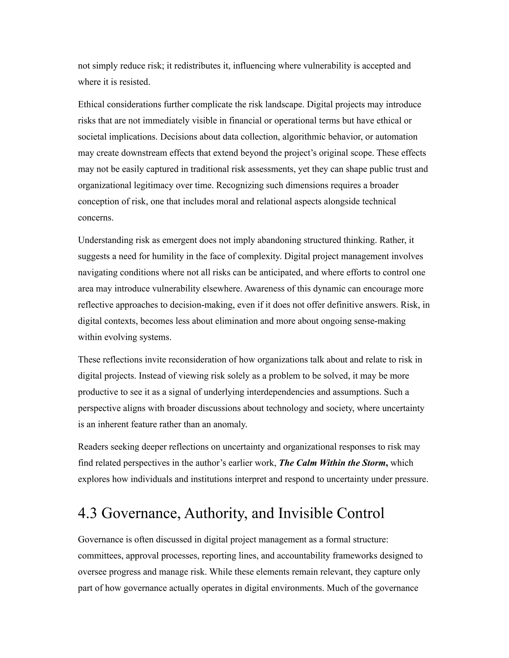 Digital Project Management-A Reflective Exploration of Risk, Governance ...