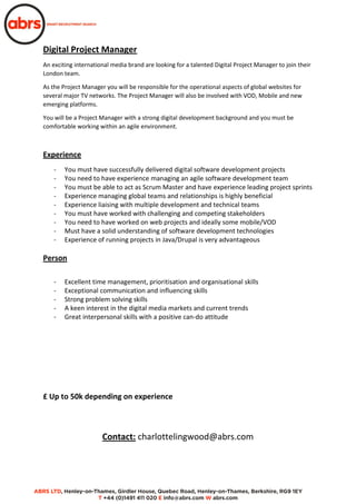 Digital Project Manager | PDF | Technology & Computing