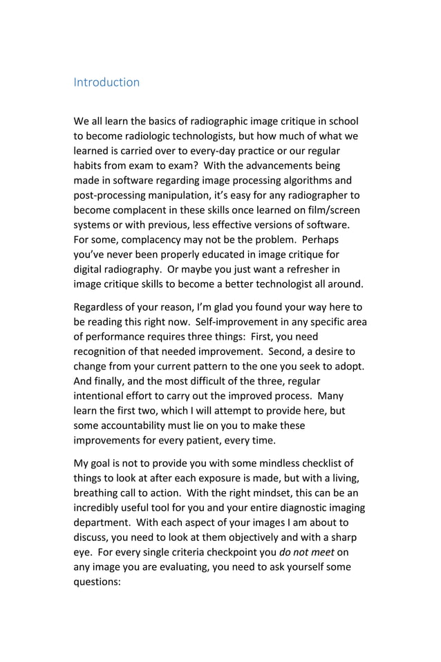 Digital Radiography Image Critique | PDF