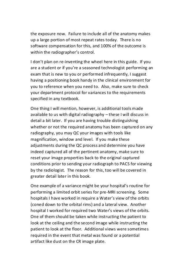 Digital Radiography Image Critique