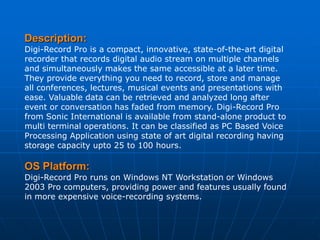 DIGITAL RECORDING SOFTWARE | PPT