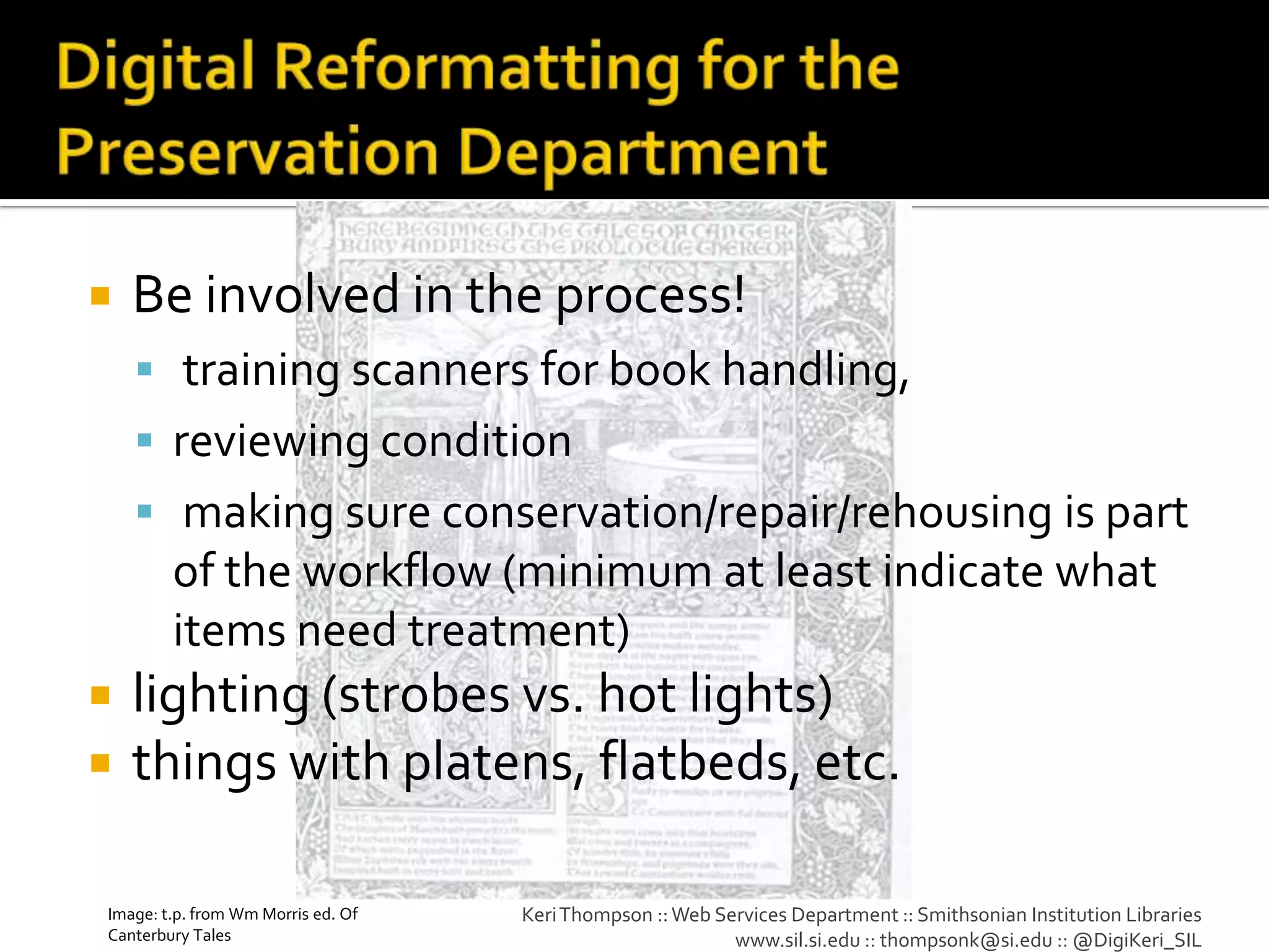 Digital Reformatting For Preservation Ppt