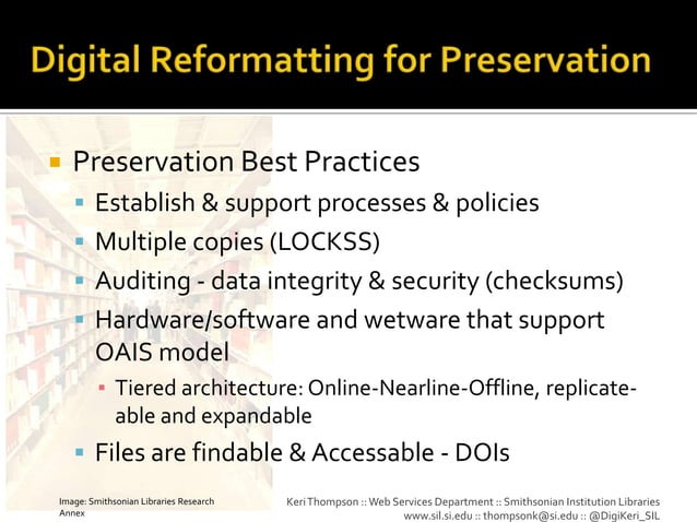 Digital reformatting for preservation | PPT