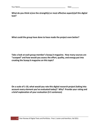 Digital research project peer review form media 21 fall 2011 voice ...