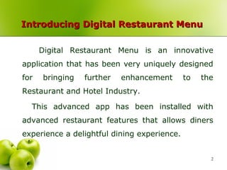Digital Restaurant Menu | PPT