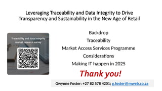 Leveraging Traceability and Data Integrity to Drive Transparency and ...