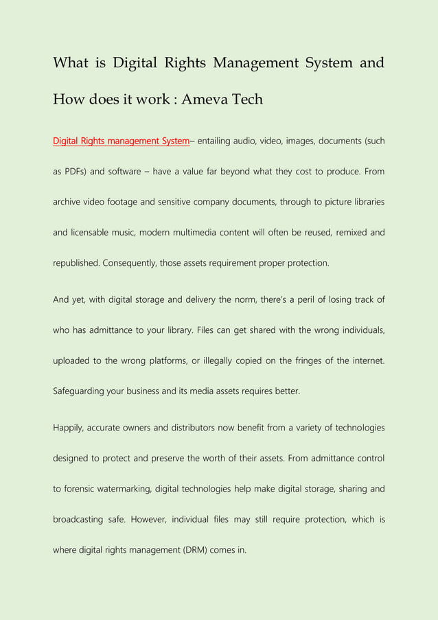 What is Digital Rights Management System and How does it work : Ameva ...