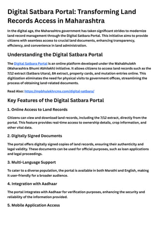 Digital Satbara Portal Transforming Land Records Access in Maharashtra ...