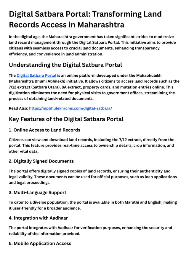 Digital Satbara Portal Transforming Land Records Access in Maharashtra ...