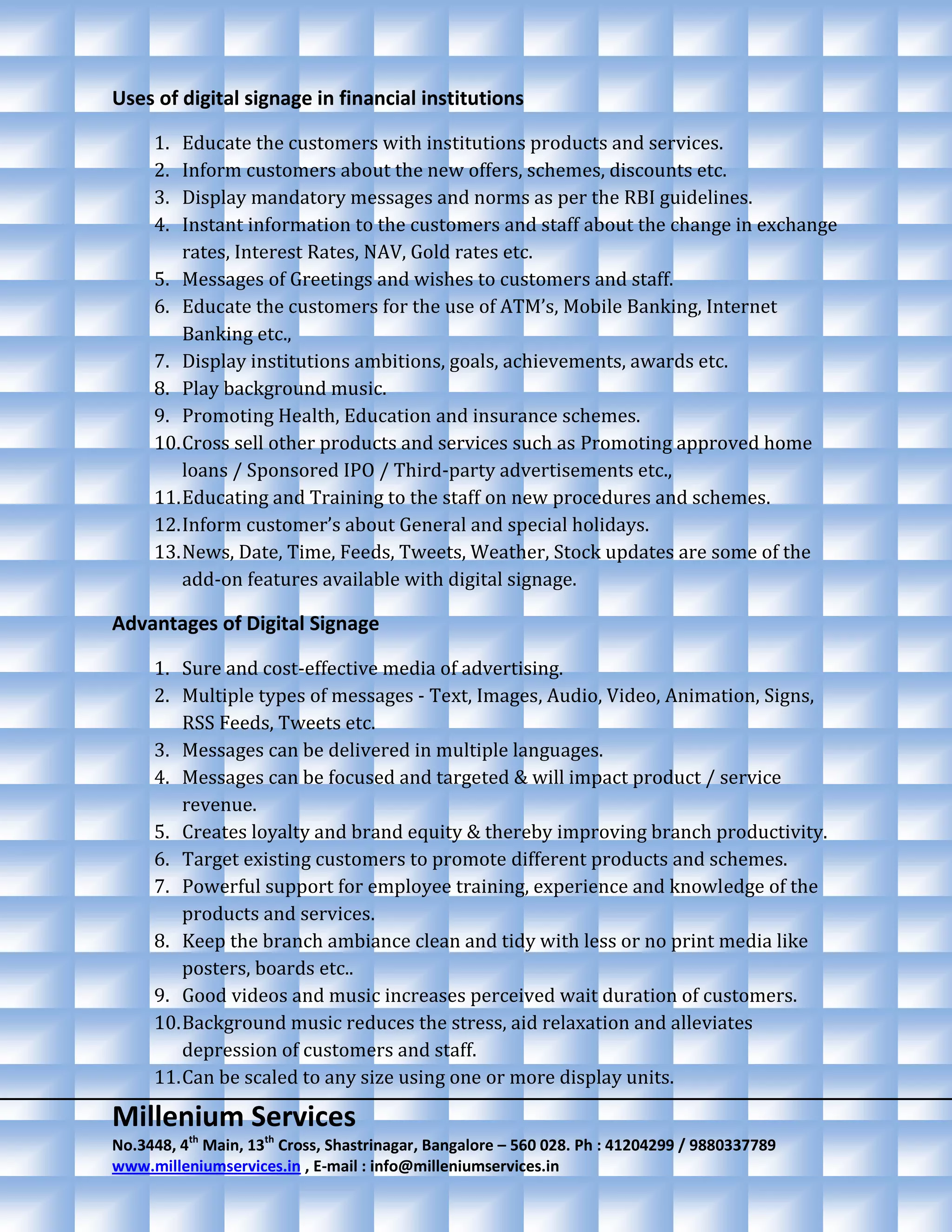 Digital signage for banks | DOCX