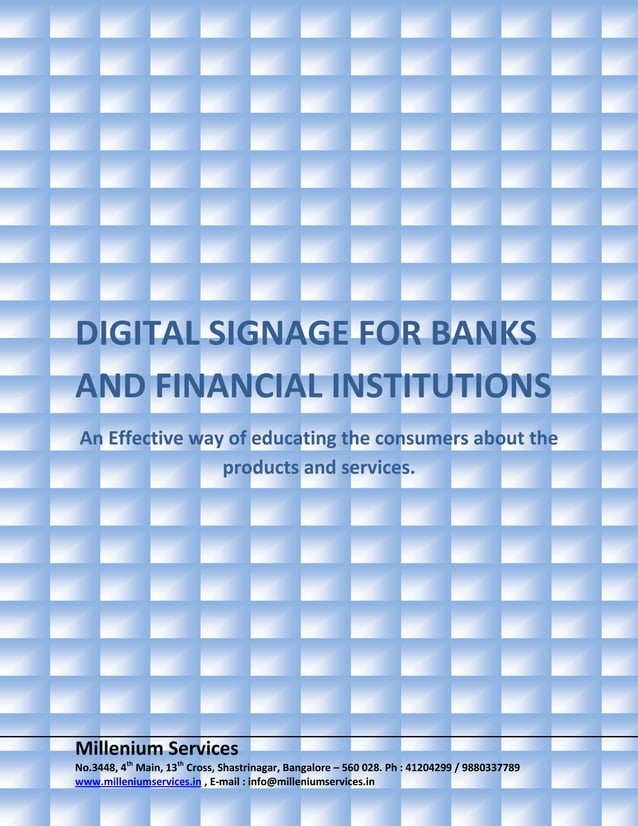 Digital signage for banks | DOCX | Business Banking & Finance | Business