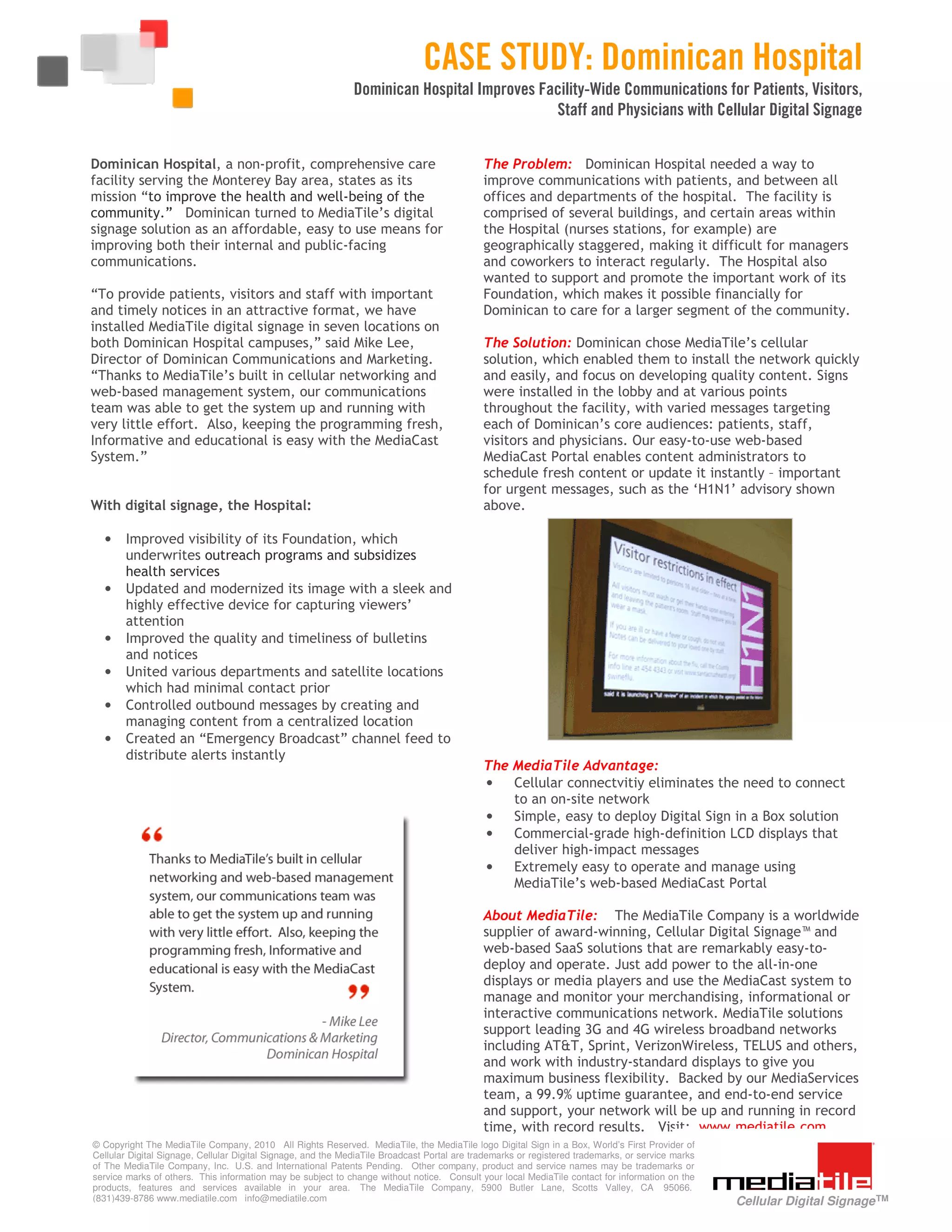 Digital Signage Hospital Case Study | PDF
