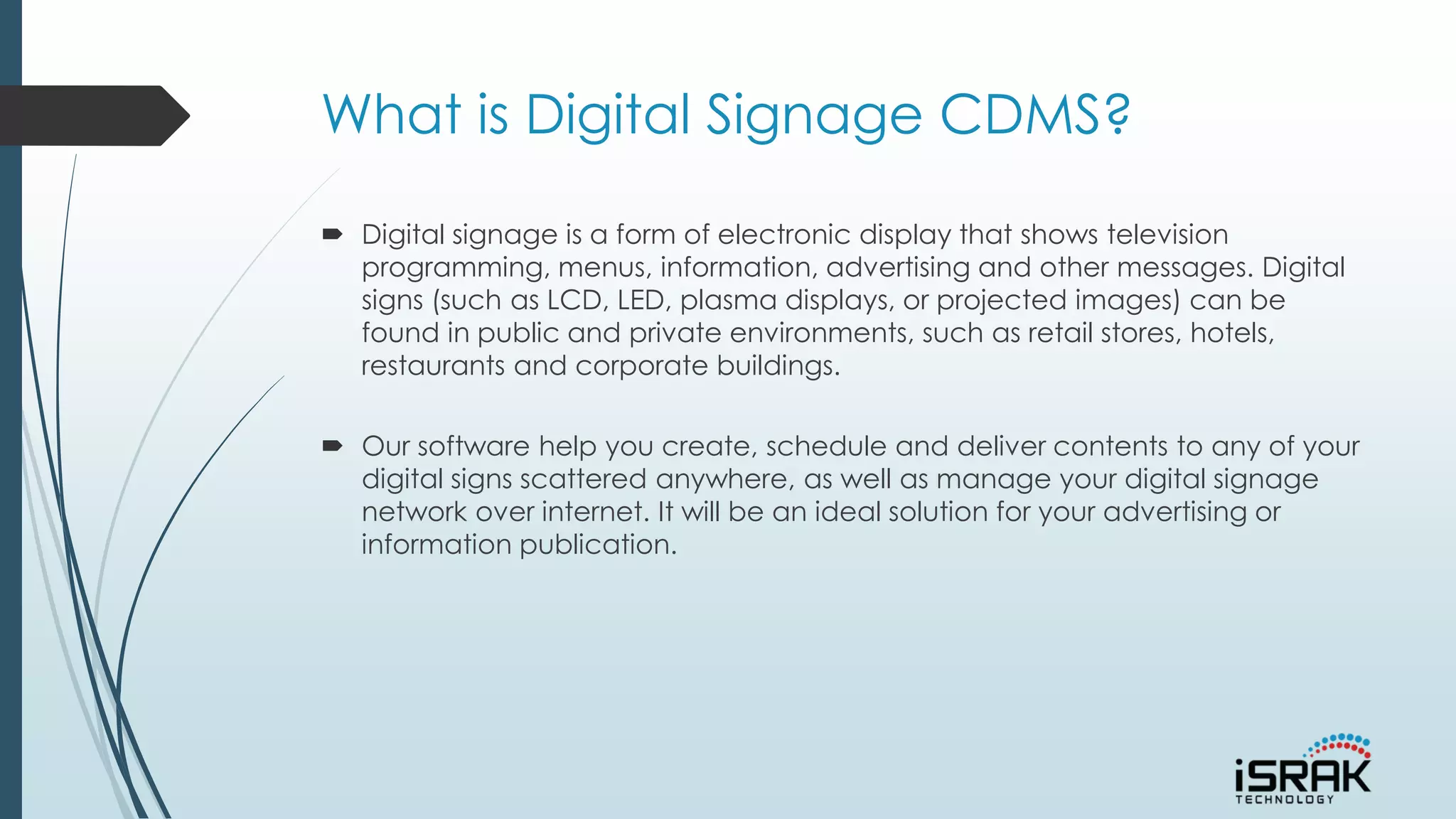Israk Signage - Digital signage Software CDMS 4.2 | PDF
