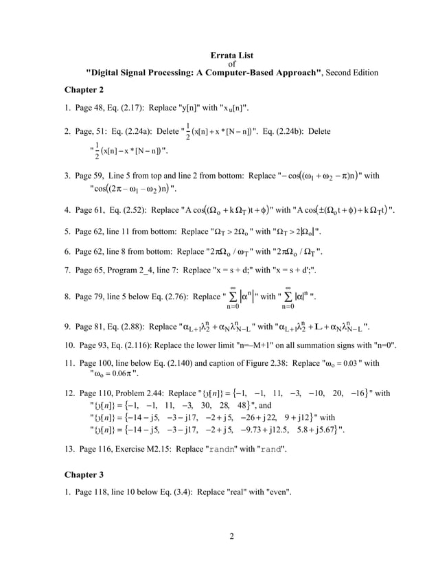 Digital signal processing (2nd ed) (mitra) solution manual | PDF ...