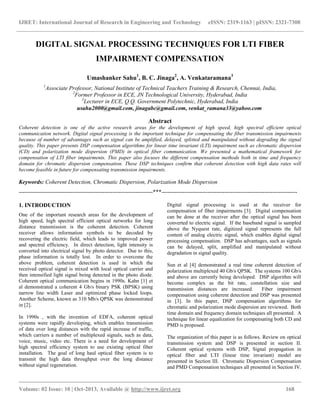 Digital signal processing techniques for lti fiber impairment ...
