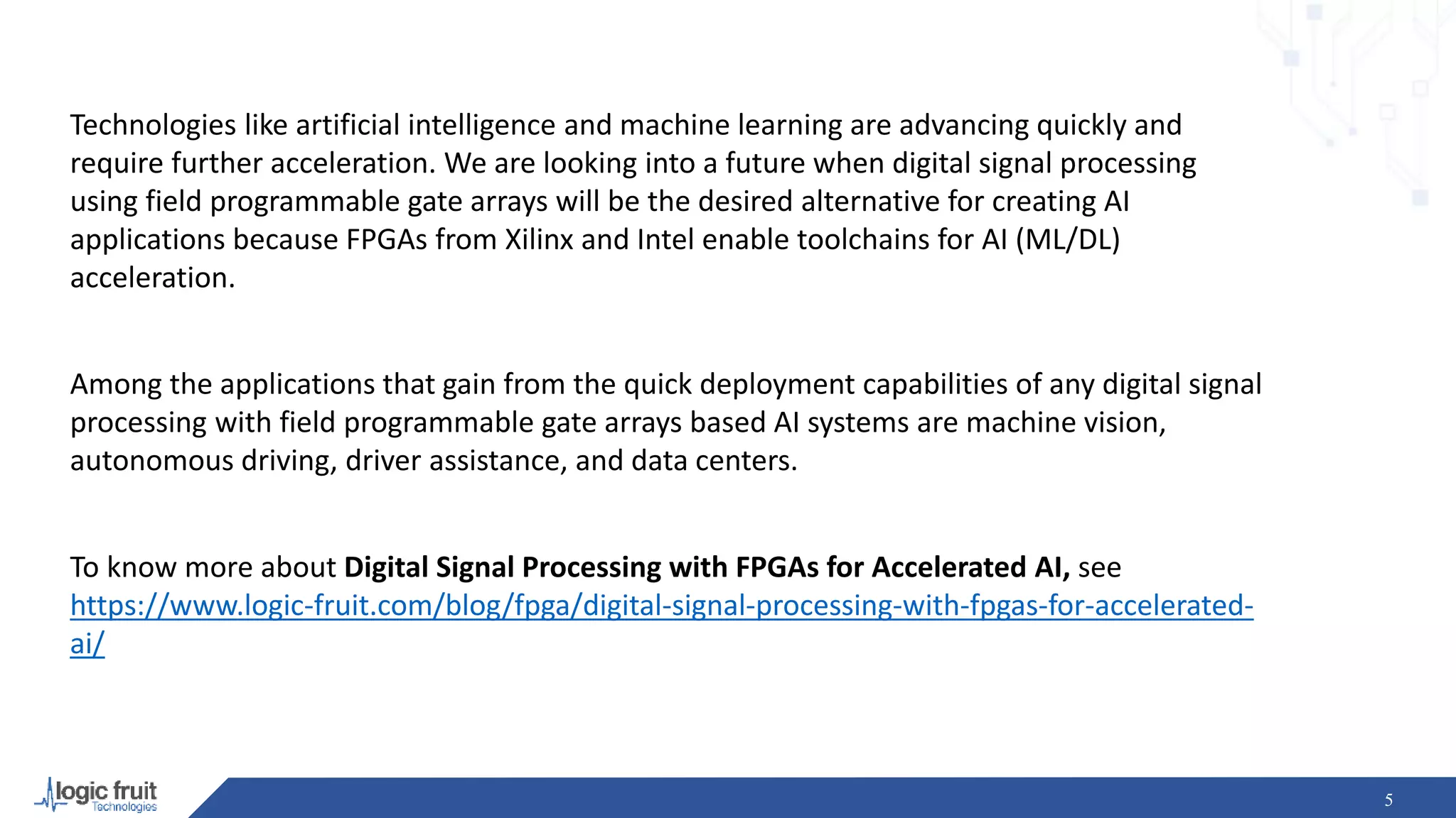 Digital Signal Processing with FPGAs for Accelerated AI | PPT