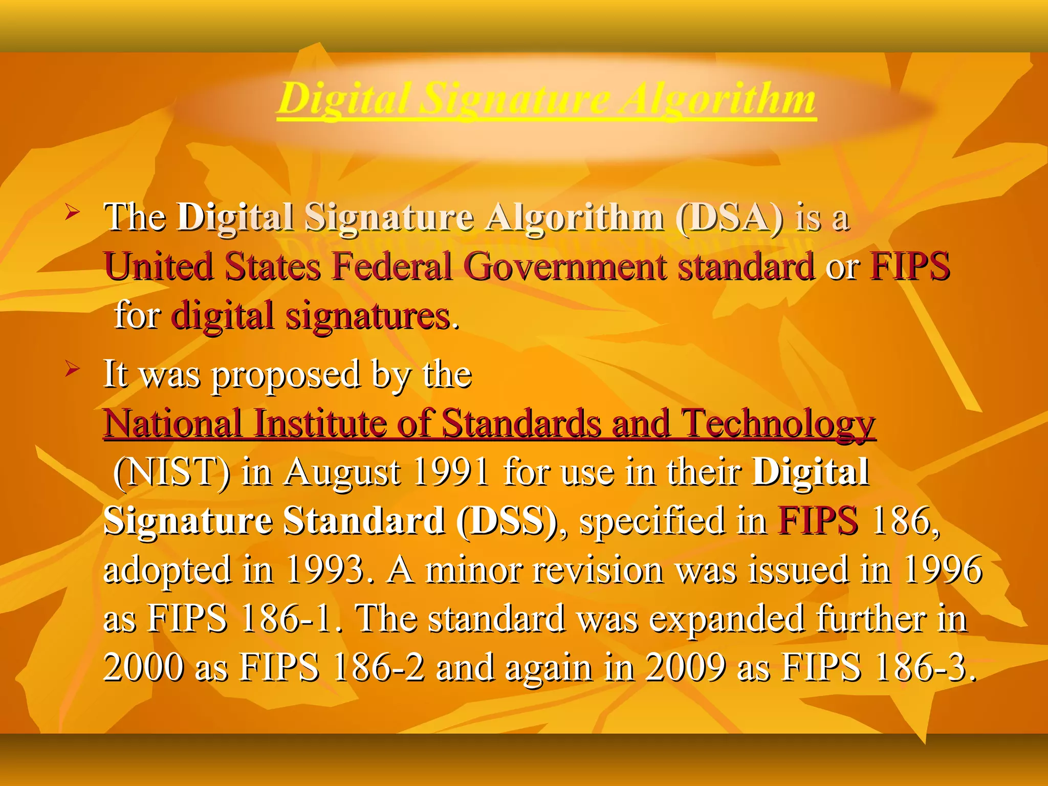 Digital signature algorithm (de la cruz, genelyn).ppt 2 | PPT