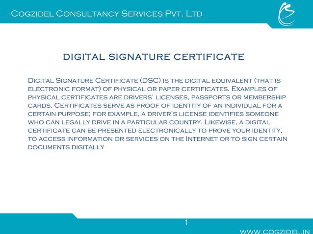 DIGITAL SIGNATURE CERTIFICATE | PPT