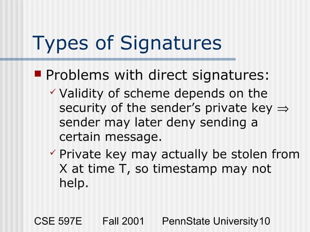 Digital signature schemes | PPT | Information and Network Security | Computing