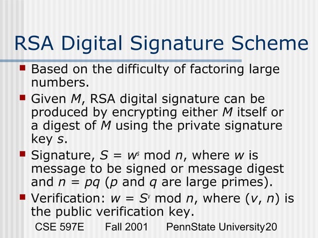 Digital signature schemes | PPT | Information and Network Security ...