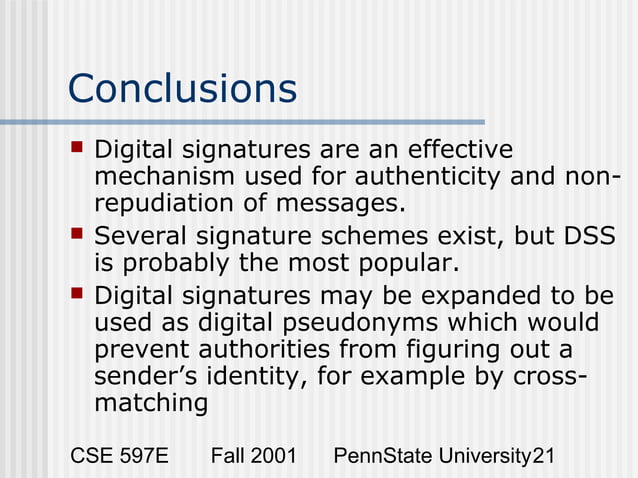 Digital signature schemes | PPT | Information and Network Security | Computing