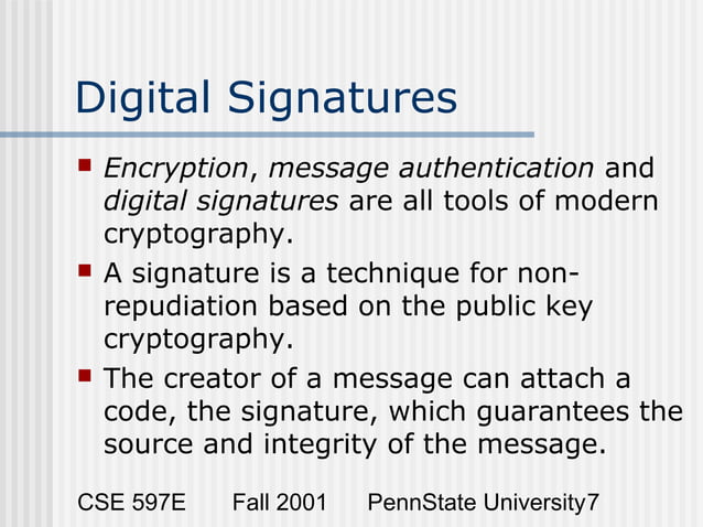 Digital signature schemes | PPT | Information and Network Security ...