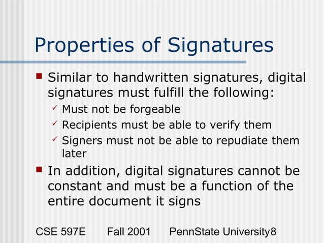 Digital signature schemes | PPT | Information and Network Security | Computing